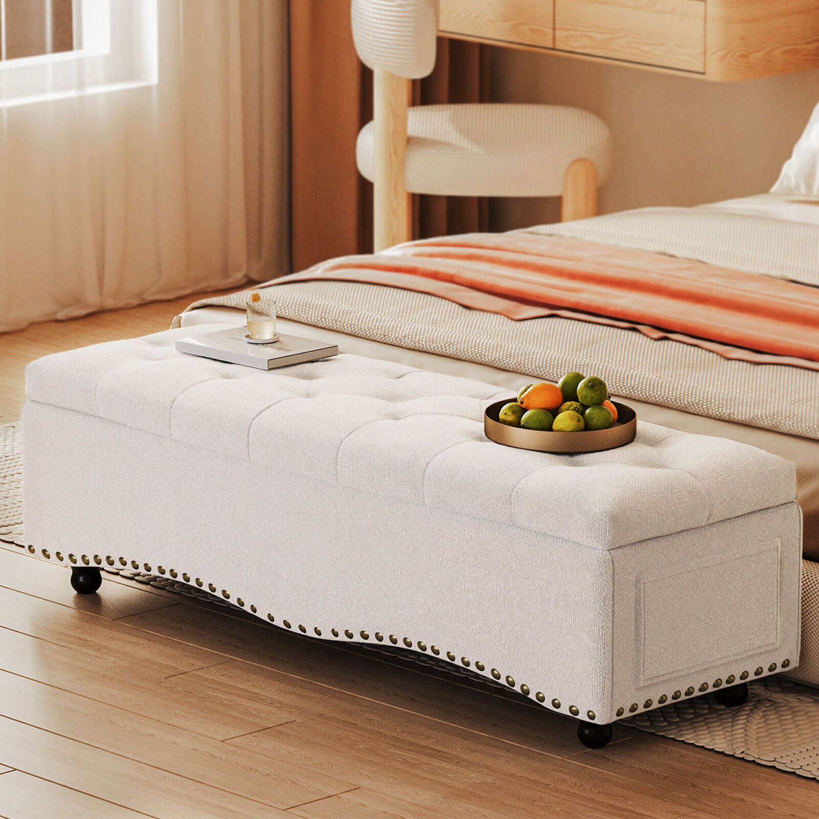 white ottoman bench